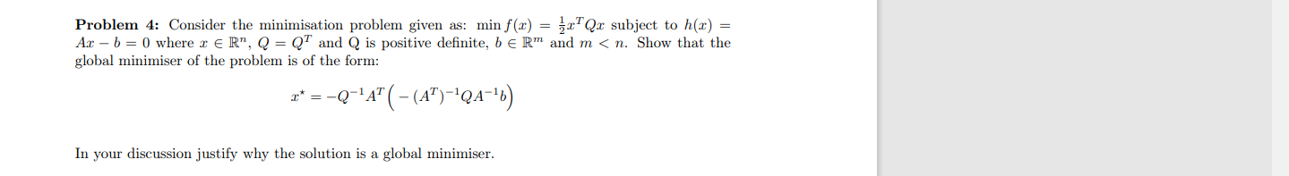 Solved Problem 4 Consider The Minimisation Problem Given