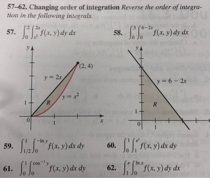 Solved 57-62. Changing order of integration Reverse the | Chegg.com
