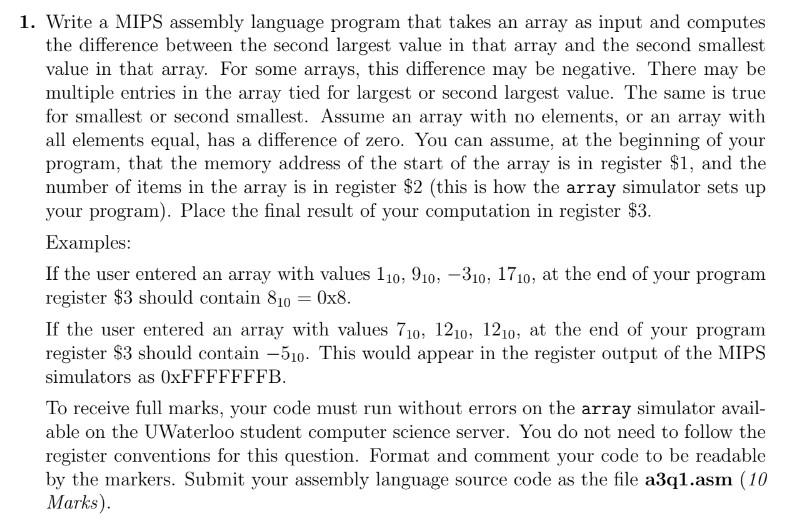 Solved 1. Write a MIPS assembly language program that takes | Chegg.com