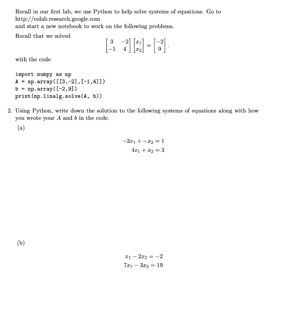 Solved Recall in our first lab, we use Python to help solve | Chegg.com