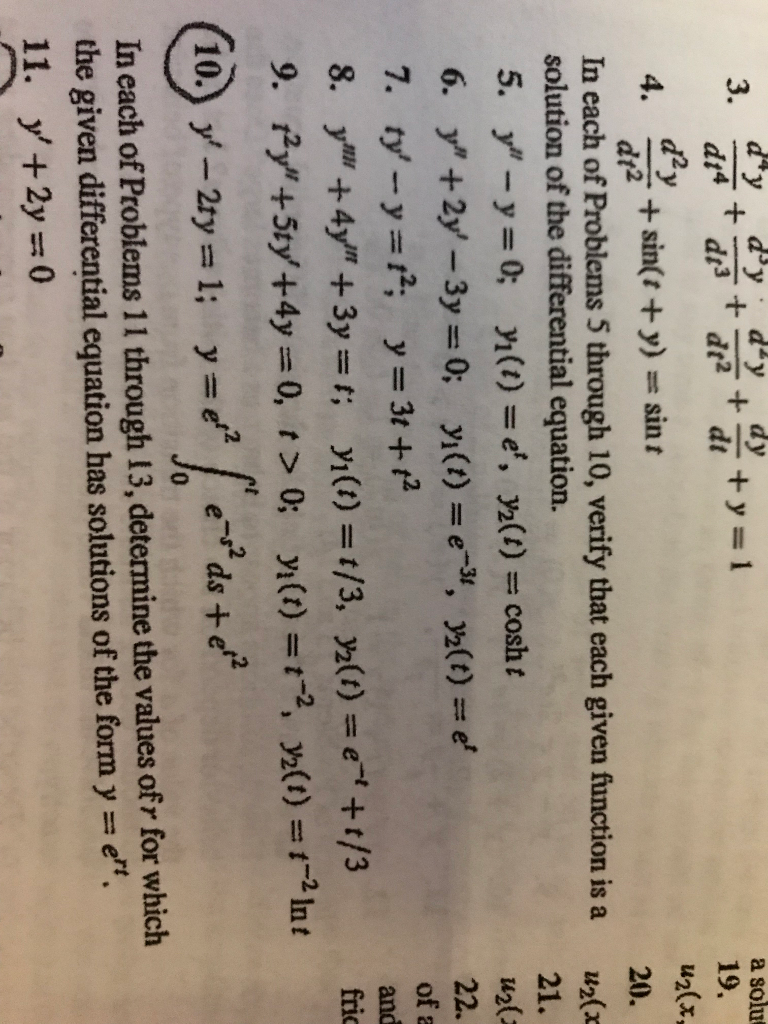Solved a solu d sin(e+)sin t 4. 20. In each of Problems 5 | Chegg.com