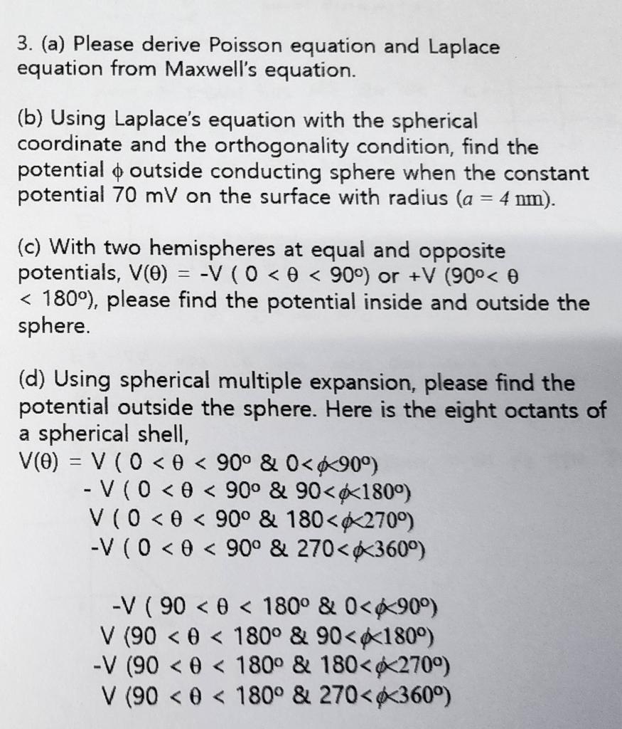 Solved 3. (a) Please derive Poisson equation and Laplace | Chegg.com