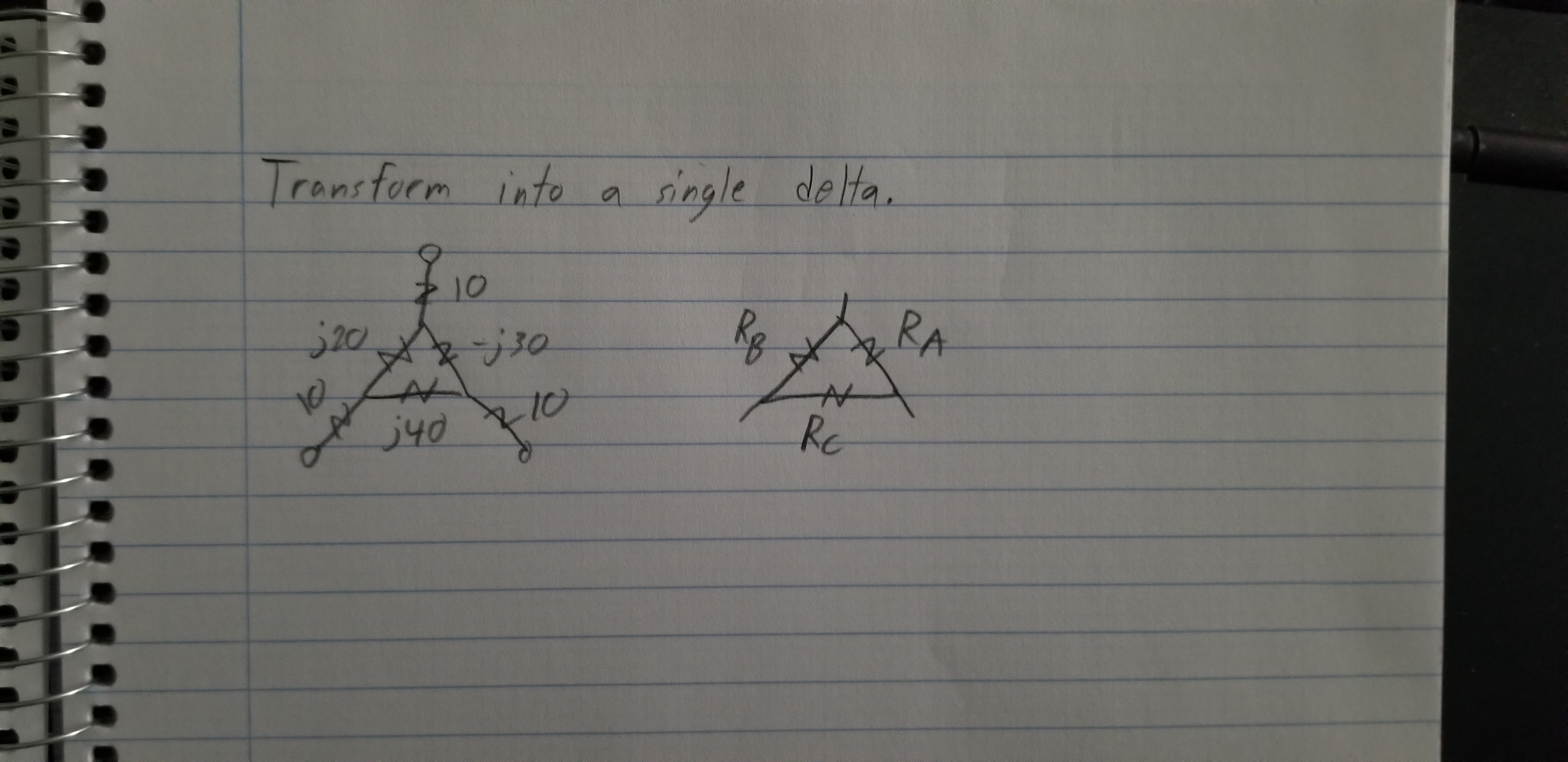 Solved Transform into a single delta, 910 +10 520 x 330 RA | Chegg.com