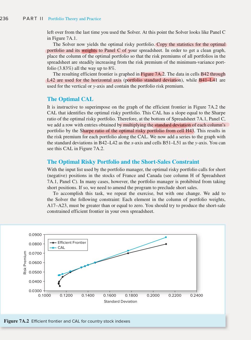APPENDIX A: A Spreadsheet Model for Efficient | Chegg.com
