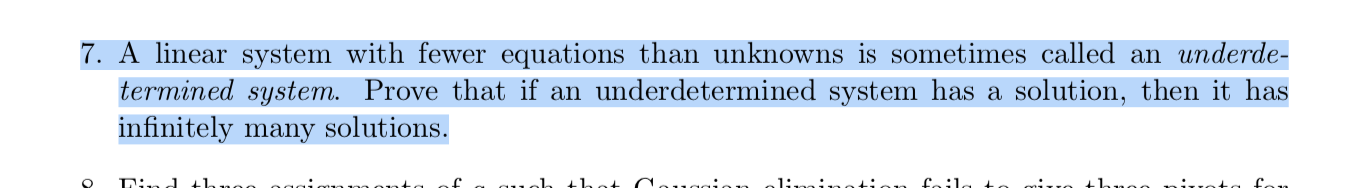Solved A linear system with fewer equations than unknowns is | Chegg.com