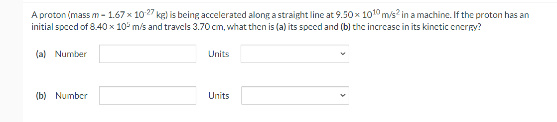 Solved A proton (mass m=1.67×10−27 kg ) is being accelerated | Chegg.com