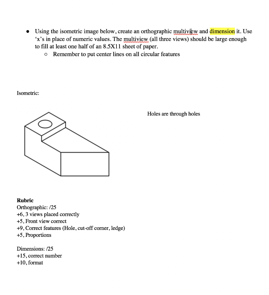 Solved Using the isometric image below, create an | Chegg.com
