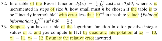 Solved 32. In a table of the Bessel function | Chegg.com