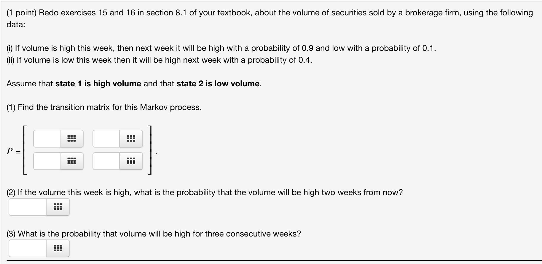 Solved (1 point) Redo exercises 15 and 16 in section 8.1 of | Chegg.com