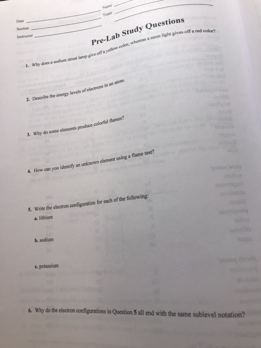 Solved Date Team Instructor Pre-Lab Study Questions 1. Why | Chegg.com