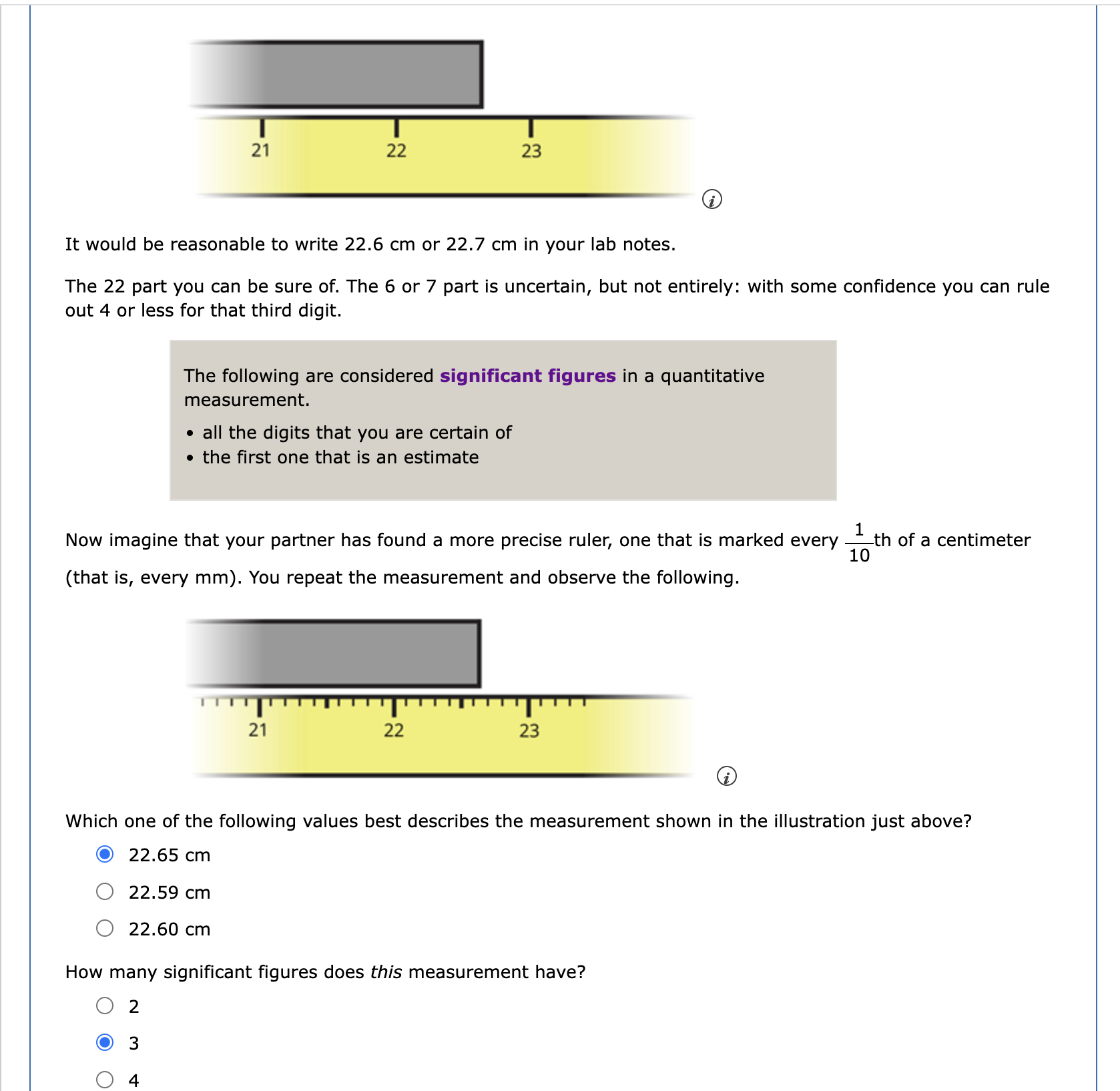 Solved It would be reasonable to write 22.6 cm or 22.7 cm in | Chegg.com