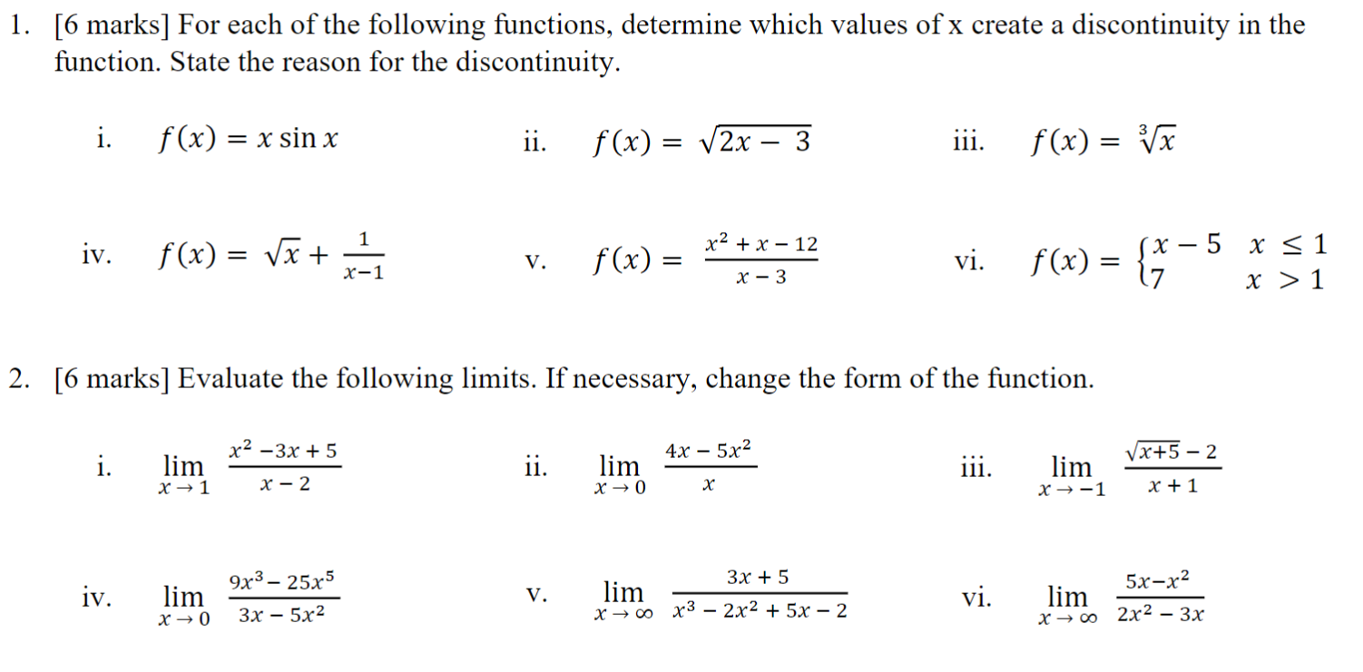 Solved 1. [6 marks] For each of the following functions, | Chegg.com