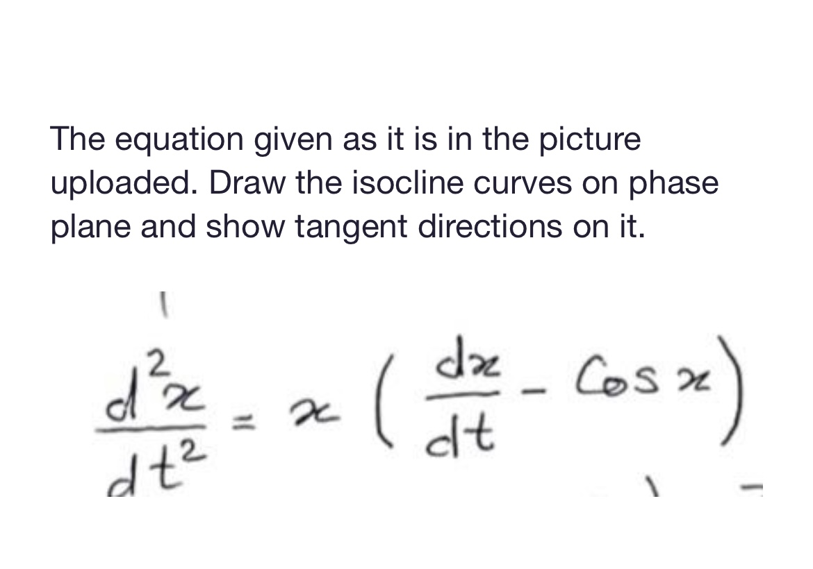 Solved DRAW ISOCLINE CURVES AND SHOW!! TANGENT LINES. DO IT | Chegg.com