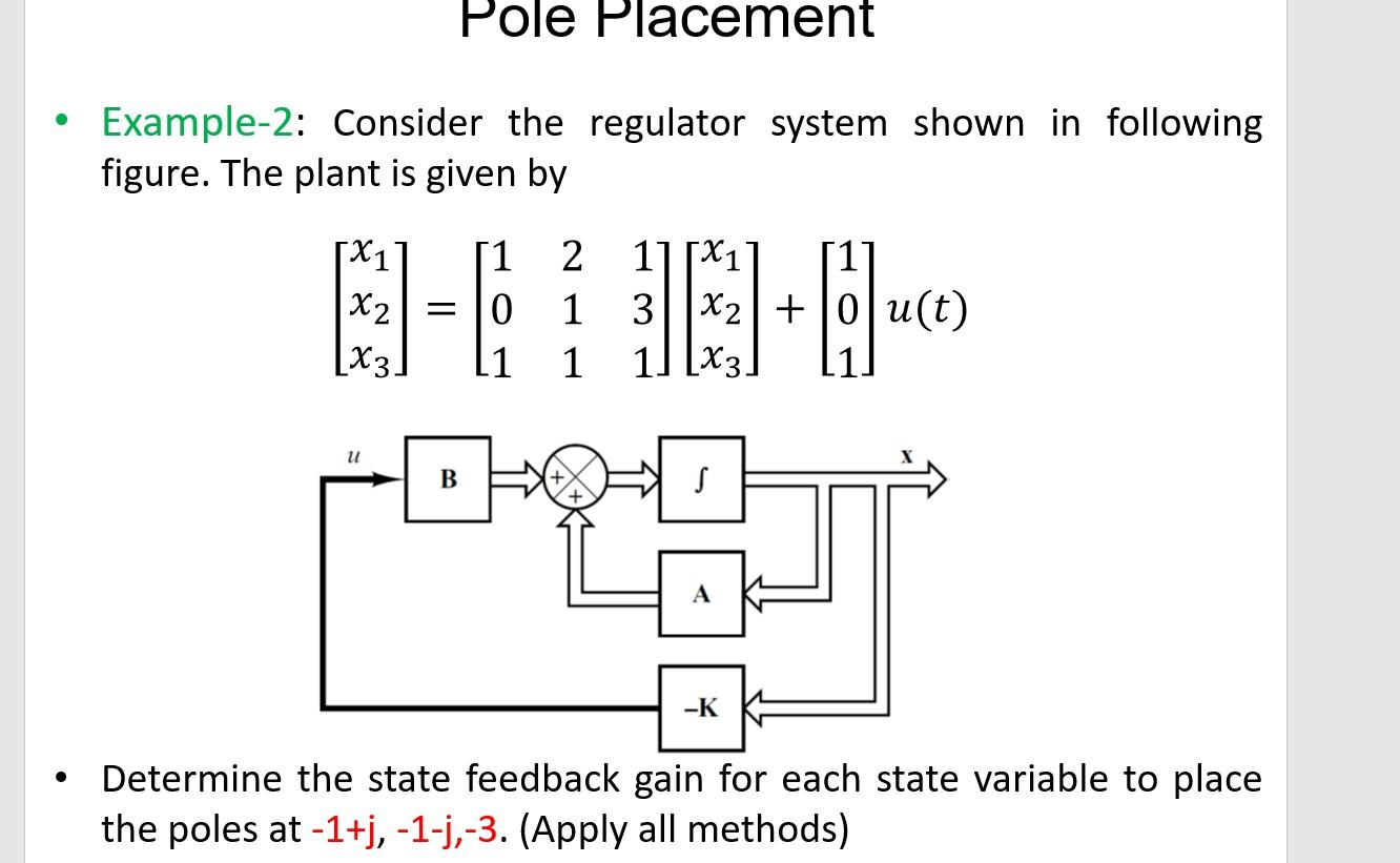 Solved Pole Placement Example-2: Consider the regulator | Chegg.com