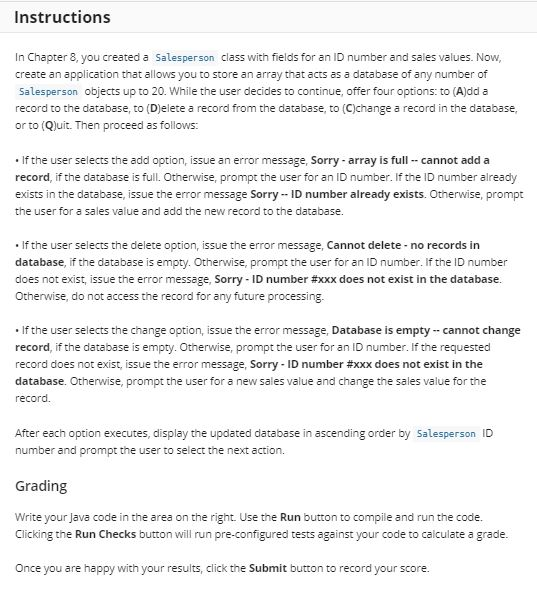 Instructions In Chapter 8, you created a Salesperson | Chegg.com