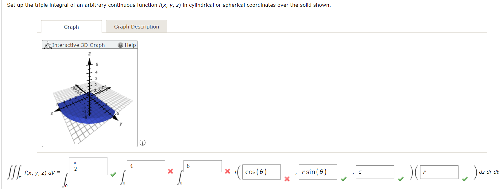 Solved Set up the triple integral of an arbitrary continuous | Chegg.com