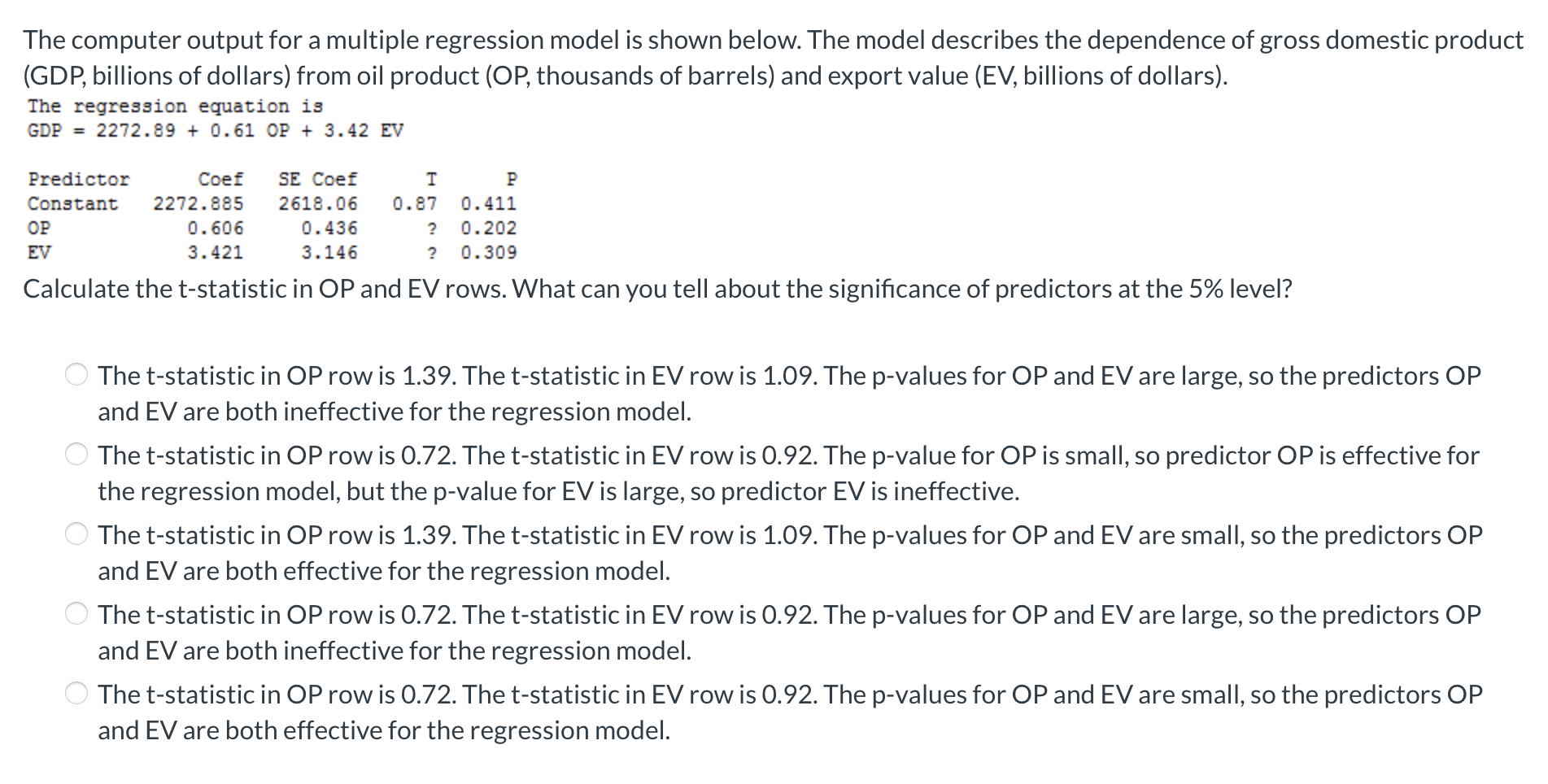 Solved The computer output for a multiple regression model | Chegg.com