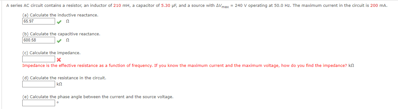 Solved (a) Calculate the inductive reactance. Ω (b) | Chegg.com