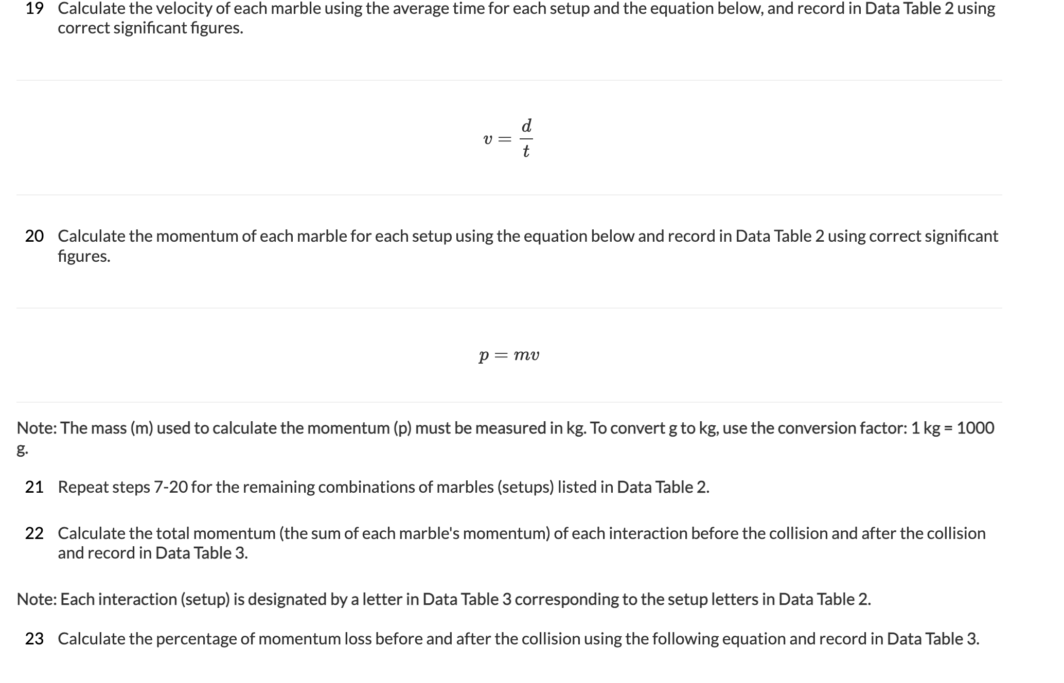 Data Table 2: Velocity and MomentumData Table 3: | Chegg.com
