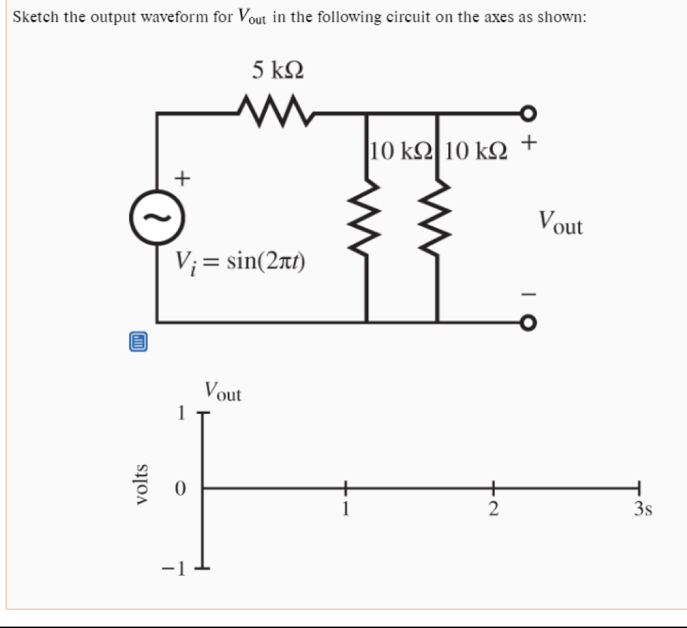 Solved Sketch the output waveform for Vout in the following | Chegg.com