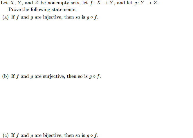 Solved Let X, Y, and Z be nonempty sets, let f: X + Y, and | Chegg.com