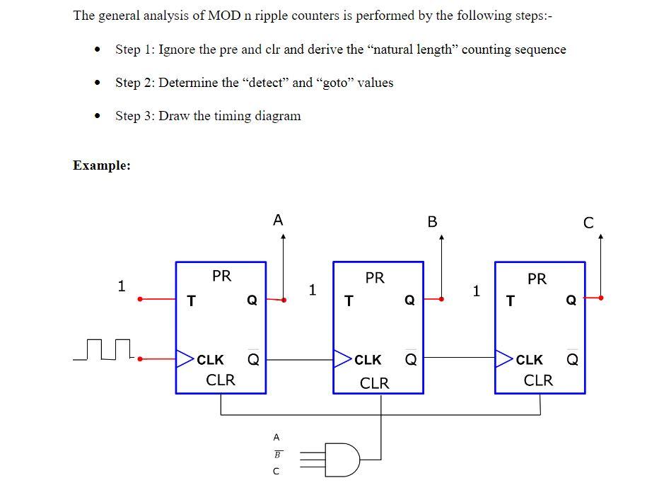 Solved The general analysis of MOD n ripple counters is | Chegg.com