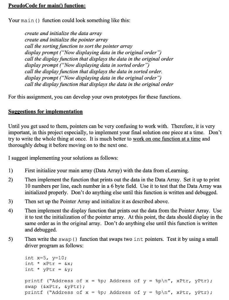 Solved Program 7: Sorting with Pointers Sometimes we're | Chegg.com