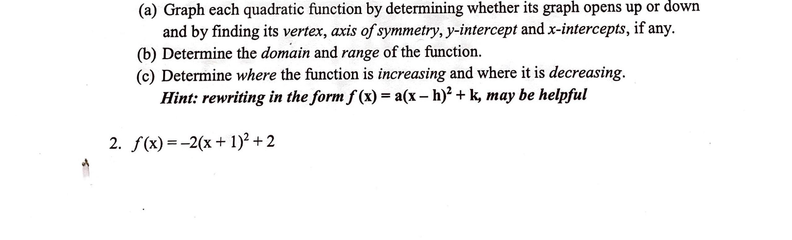 Solved (a) Graph each quadratic function by determining | Chegg.com