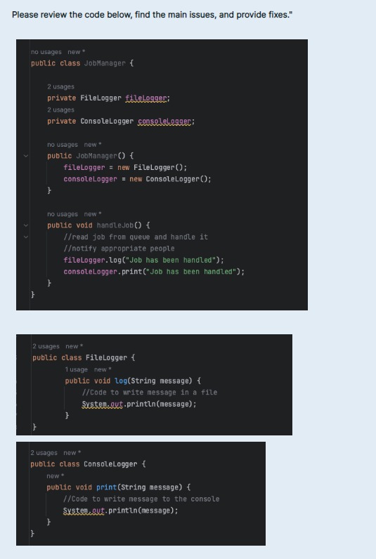 Solved Please review the code below, find the main issues, | Chegg.com