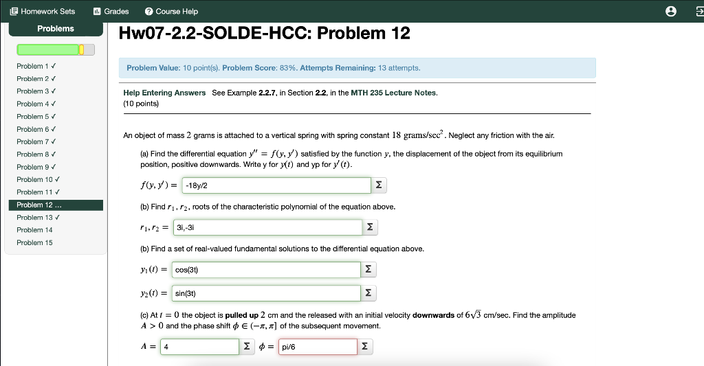 Solved E Homework Sets Grades Course Help Problems | Chegg.com