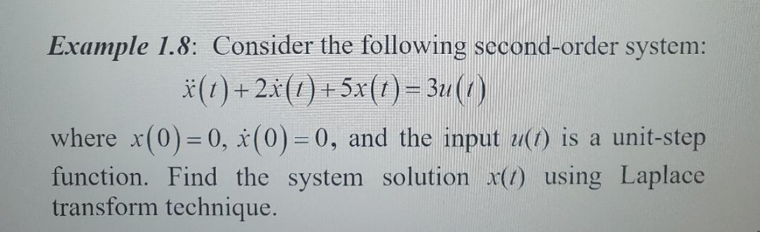 Solved Example 1.8: Consider the following second-order | Chegg.com