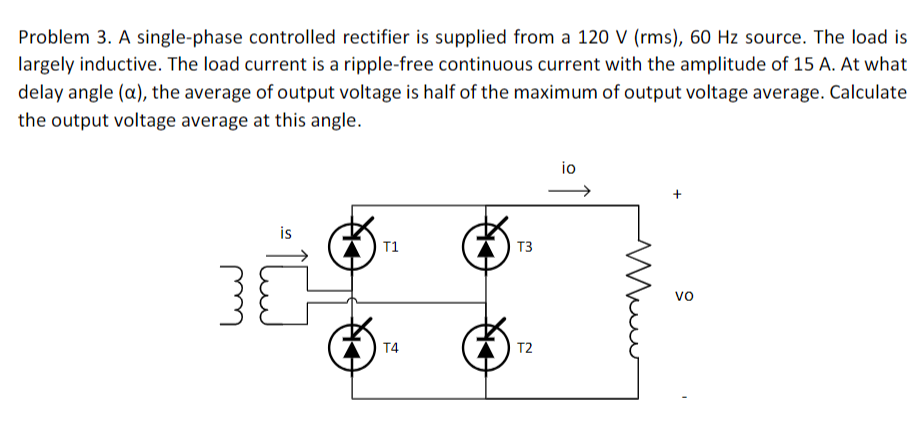 Solved Problem 3. A single-phase controlled rectifier is | Chegg.com