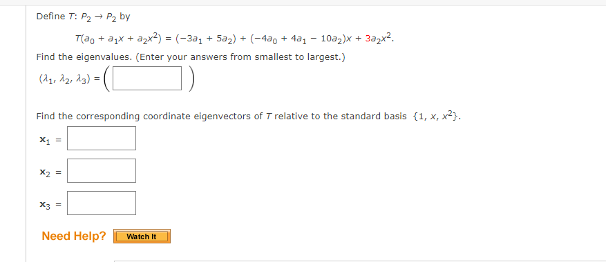 Solved Define T:P2→P2 by | Chegg.com