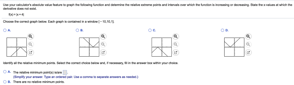 Solved Use your calculator's absolute value feature to graph | Chegg.com