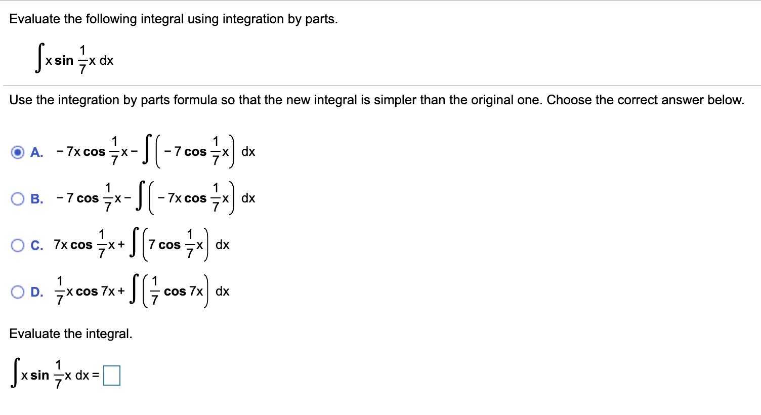 Solved Evaluate the following integral using integration by | Chegg.com