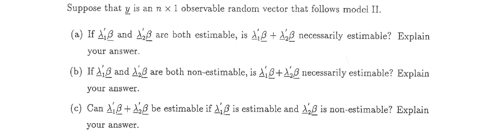 Solved Suppose that y is an n×1 observable random vector | Chegg.com