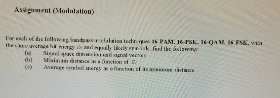 Solved Assignment Modulation For Each Of The Following 5075