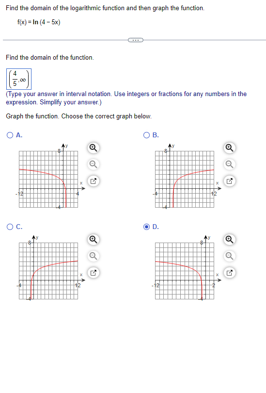 Solved Find the domain of the logarithmic function and then | Chegg.com