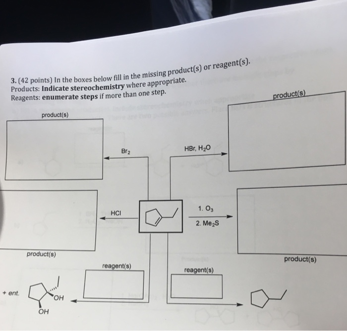 Solved In the boxes below fill in the missing product(s) or | Chegg.com