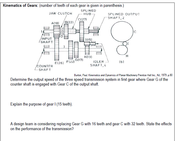 Solved Kinematics of Gears: (number of teeth of each gear is | Chegg.com