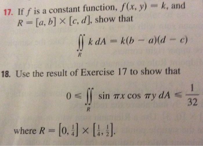 Solved 17. lff is a constant function, ,f(x,y) = k, and R = | Chegg.com
