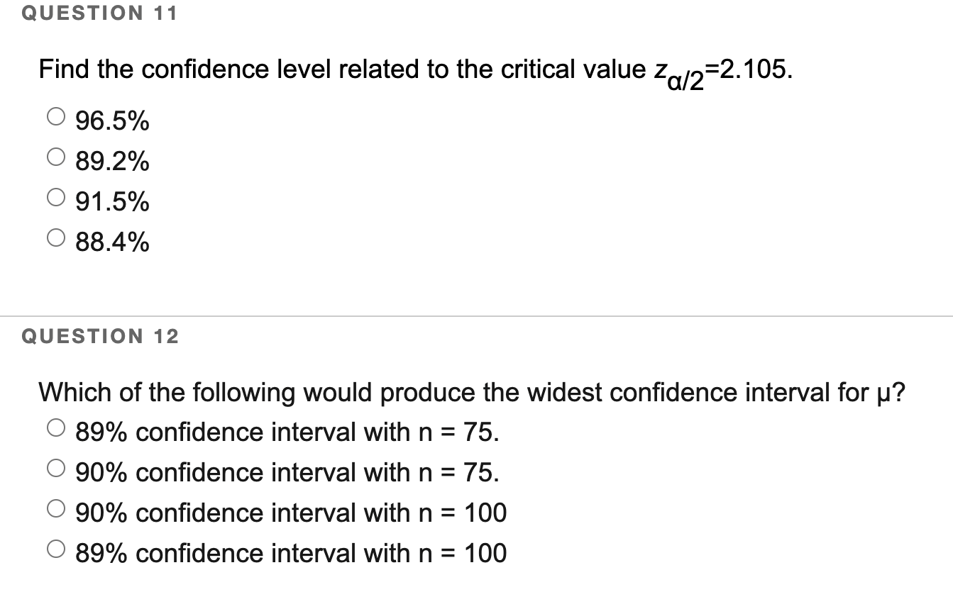 Solved Find the confidence level related to the critical | Chegg.com