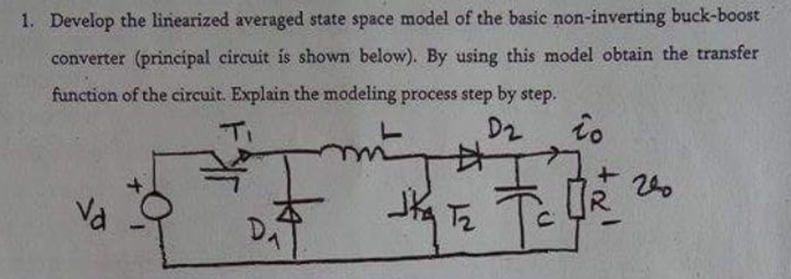 1. Develop the linearized averaged state space model | Chegg.com