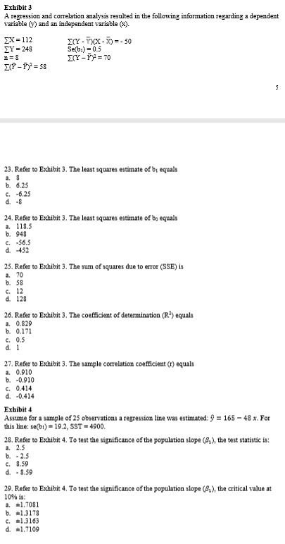 Exhibit 3 A regression and correlation analysis | Chegg.com