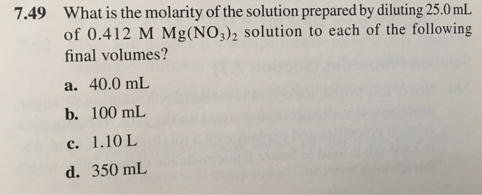 Solved What is the molarity of the solution prepared by | Chegg.com