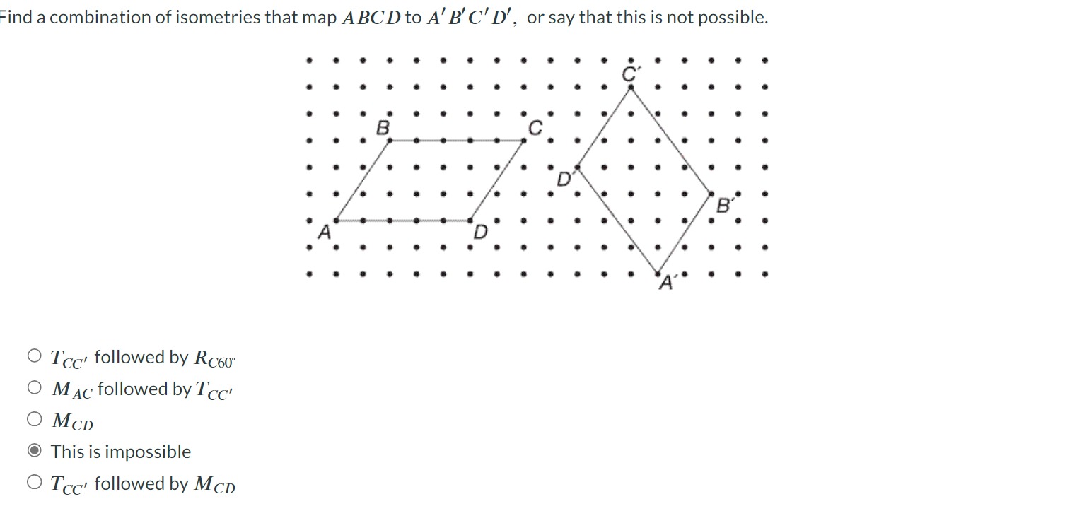 ind a combination of isometries that map ABCD to | Chegg.com