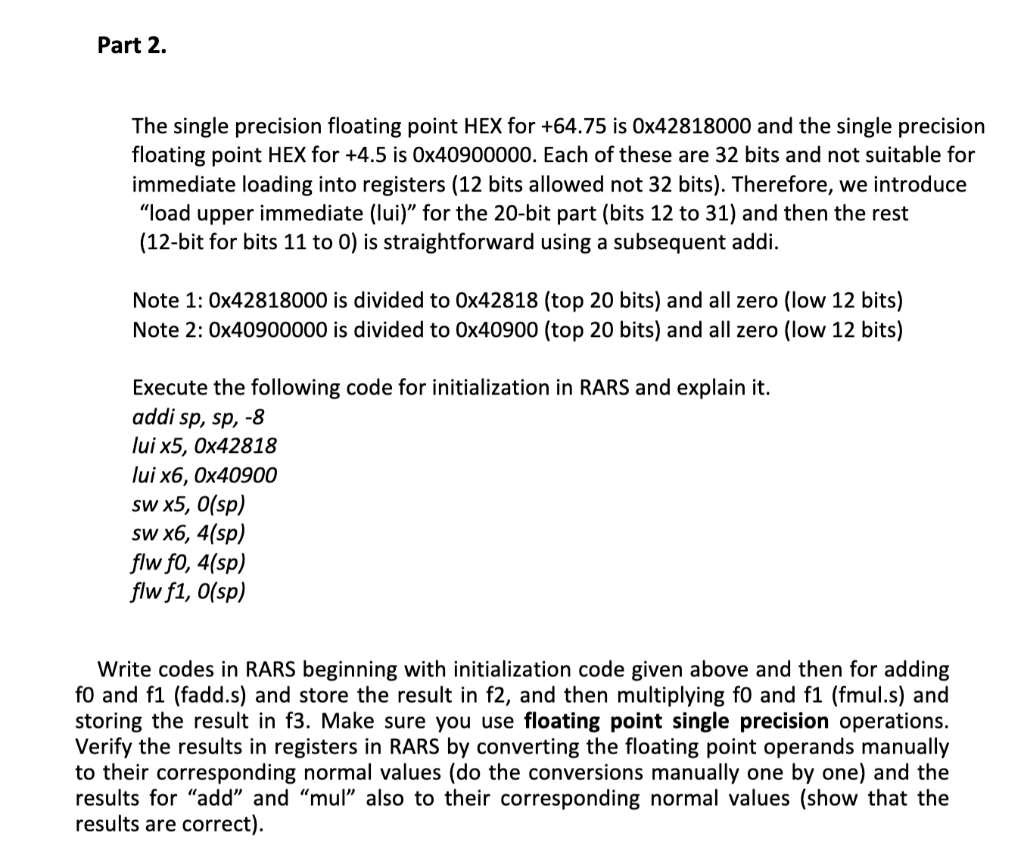 The Single Precision Floating Point Hex For 64 75 Is
