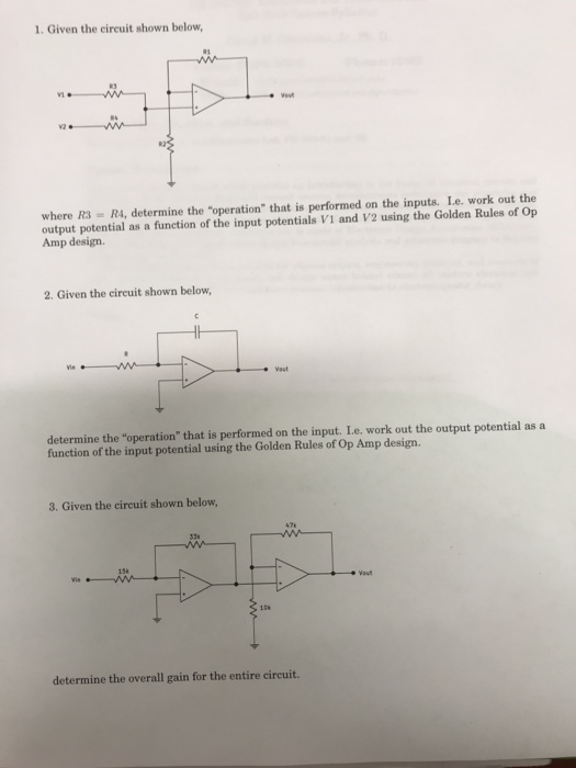 Solved 1. Given the circuit shown below where R3R4, | Chegg.com