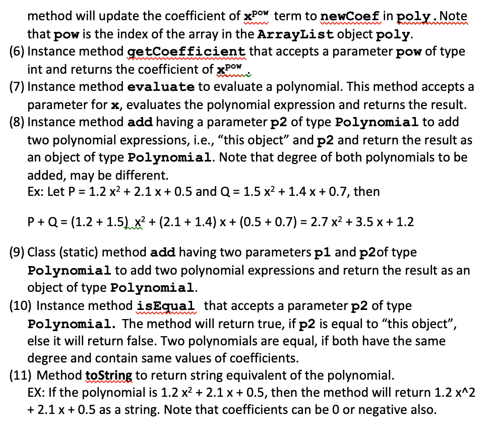 Solved (A)It is required to develop a class called | Chegg.com