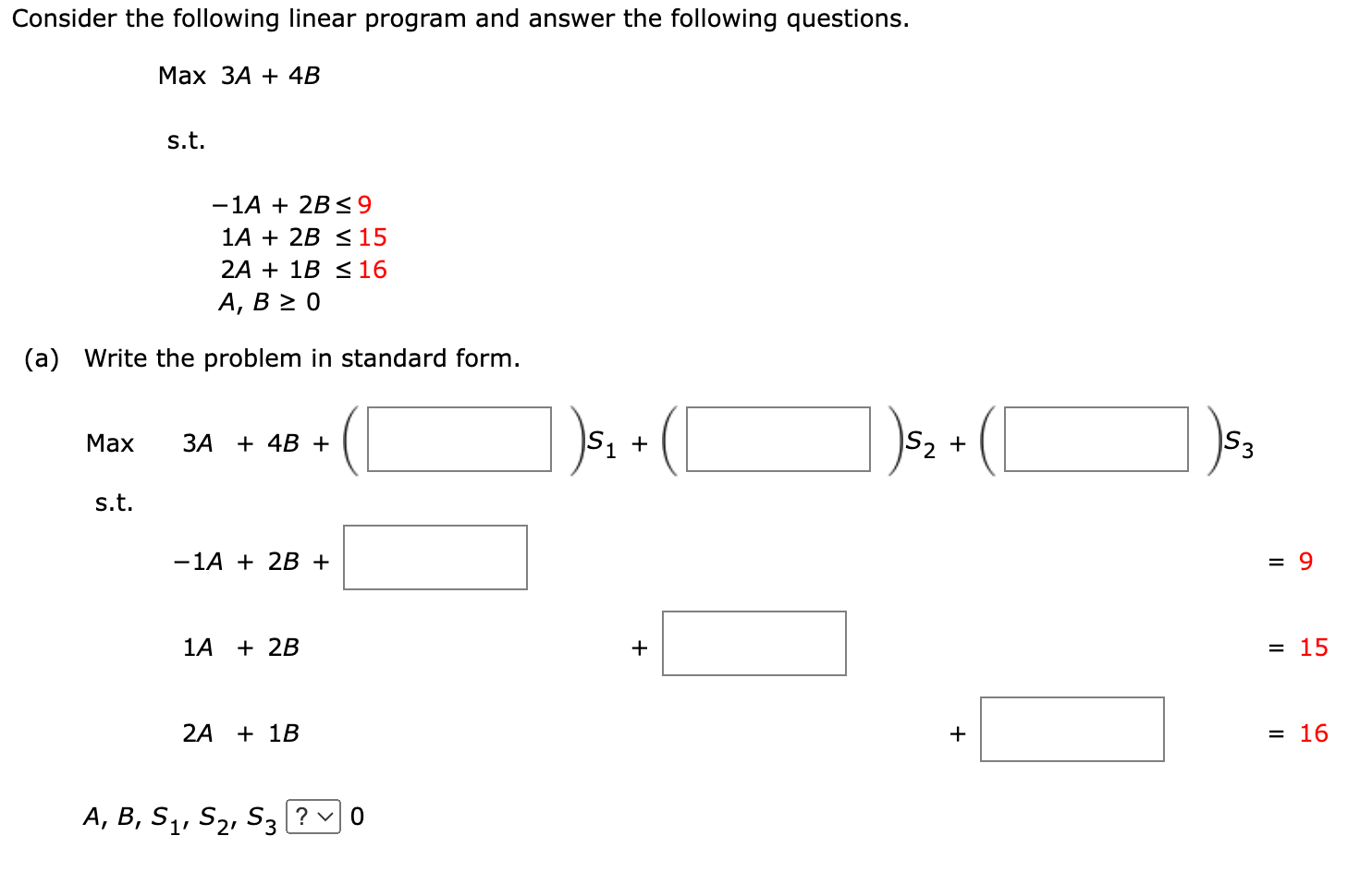 Solved Consider The Following Linear Program And Answer The 